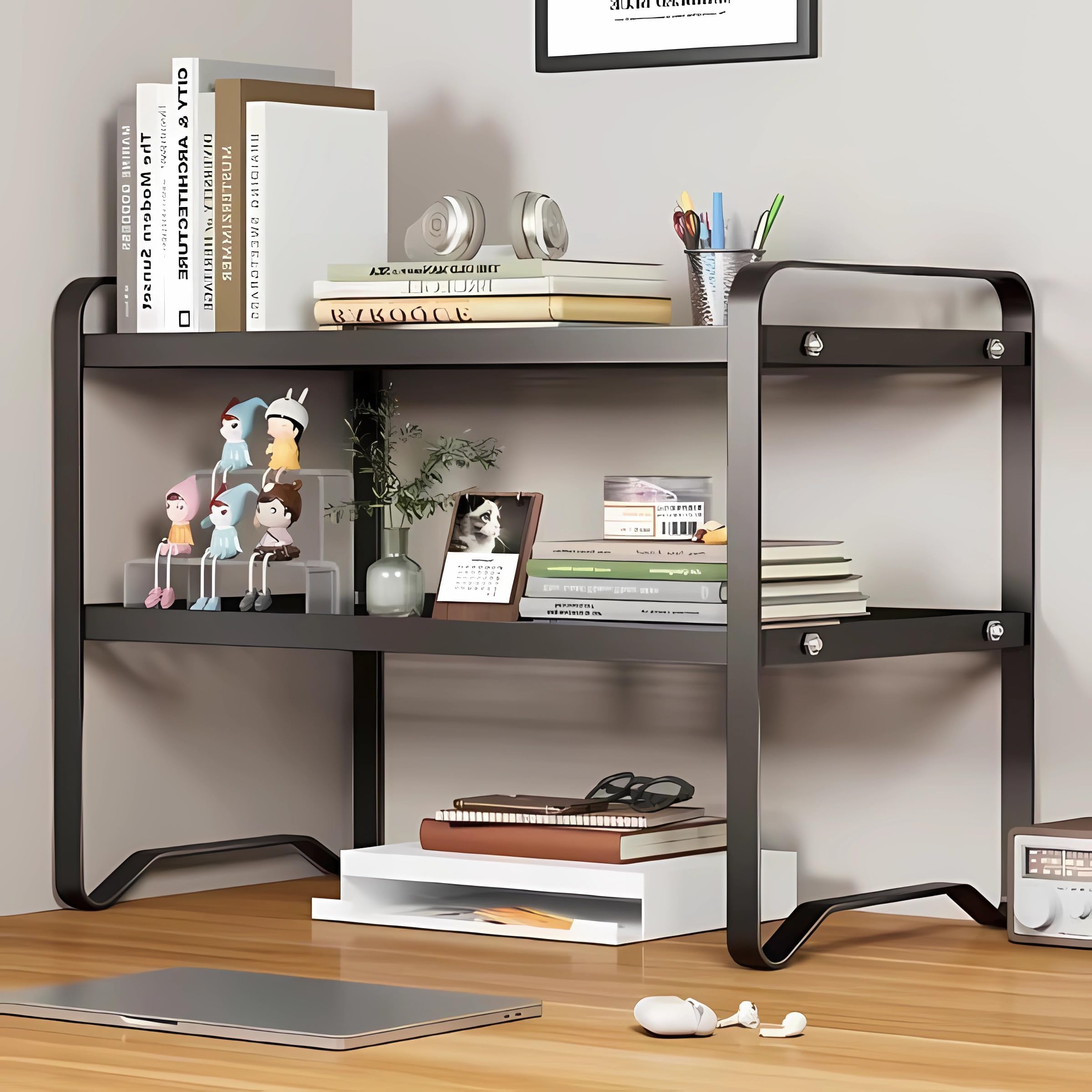 Amazon.com: MISSEND Desk Organizer Shelf,Set of 2 Wood Office Desktop ...