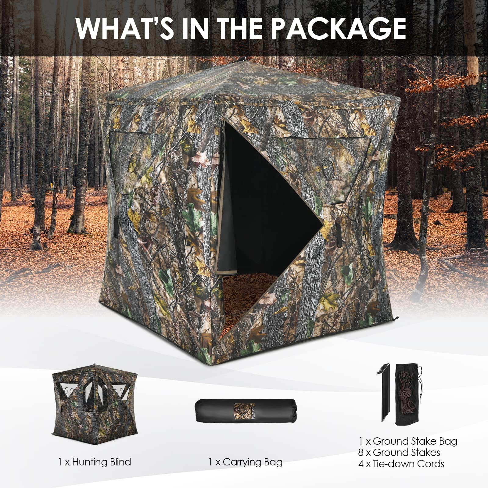 2-3 Person Ground Blind DORTALA Hunting Blind - 2-3 Person Pop Up ...