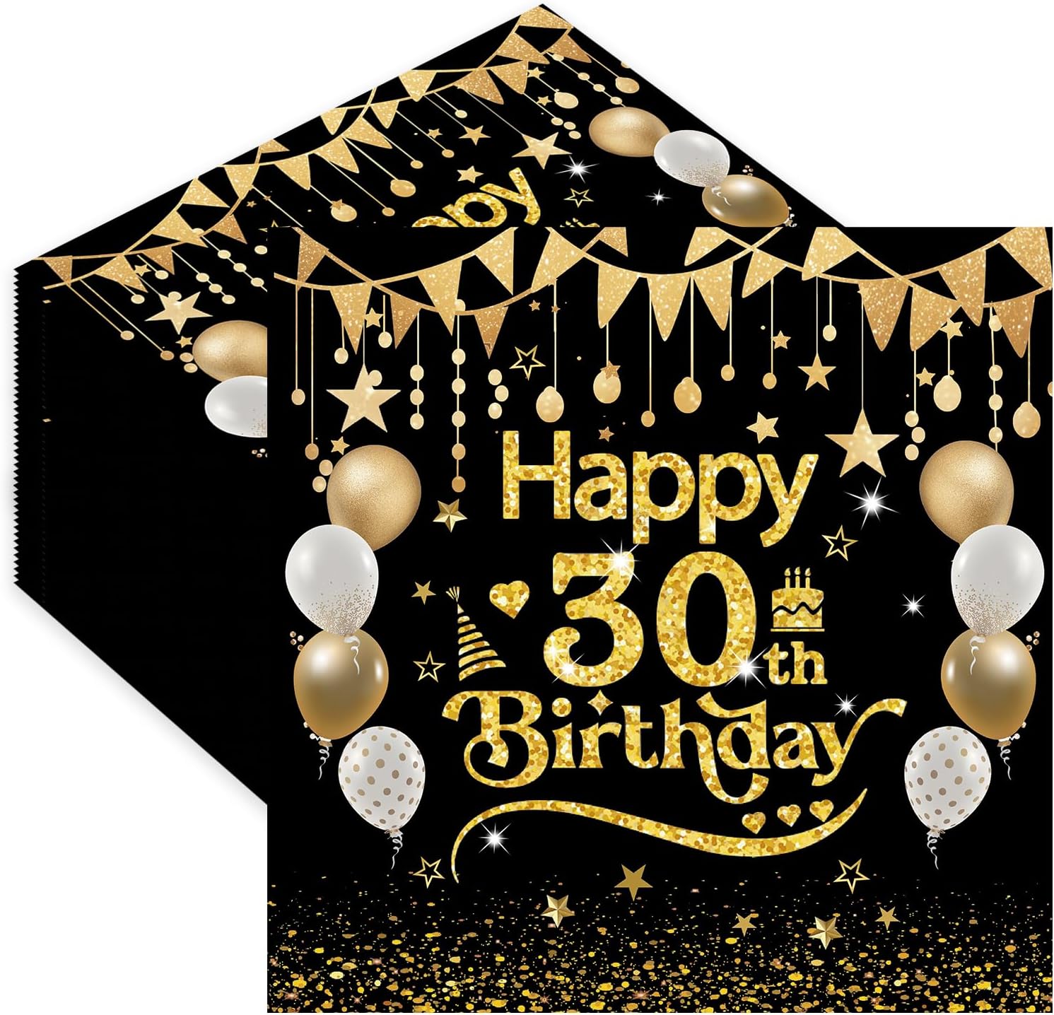 Amazon.com: 50pcs 30th Birthday Paper Napkins - 13 x 13 Inches Black ...