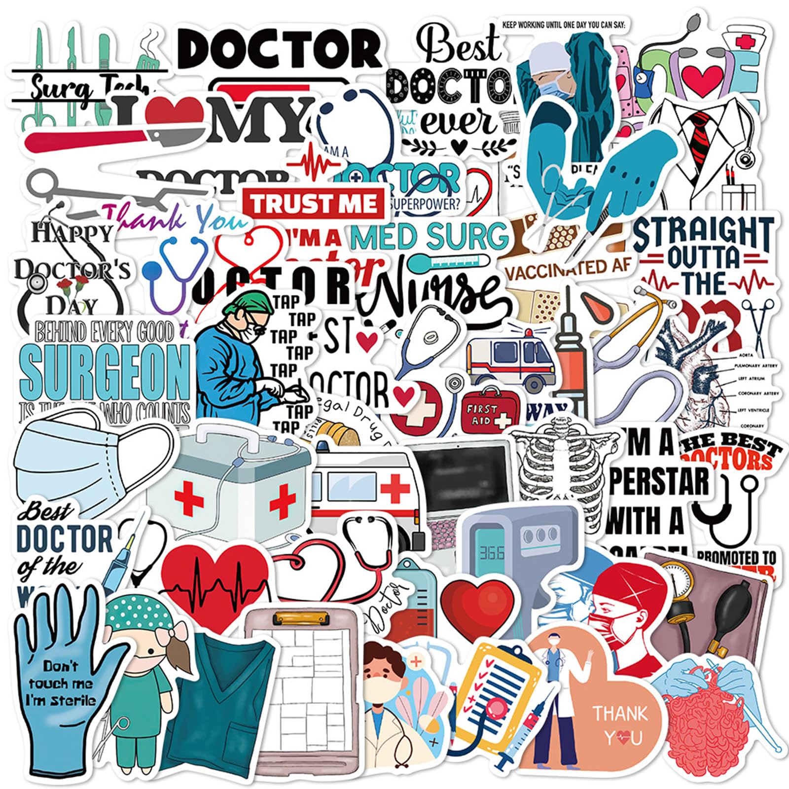 Amazon.com: 50PCS Doctor Stickers, Medical Equipment Stickers ...