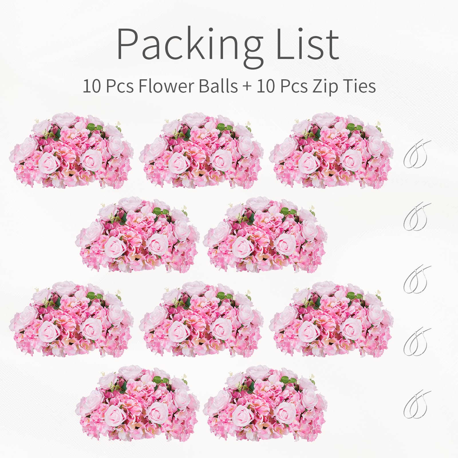 Flower Balls for Centerpieces Wedding Flowers - 10 Pcs Large Fake Rose ...