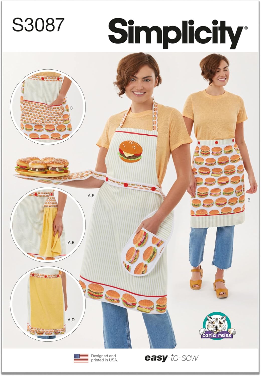 Amazon.com: Simplicity Apron Sewing Pattern - Full & Half Aprons ...