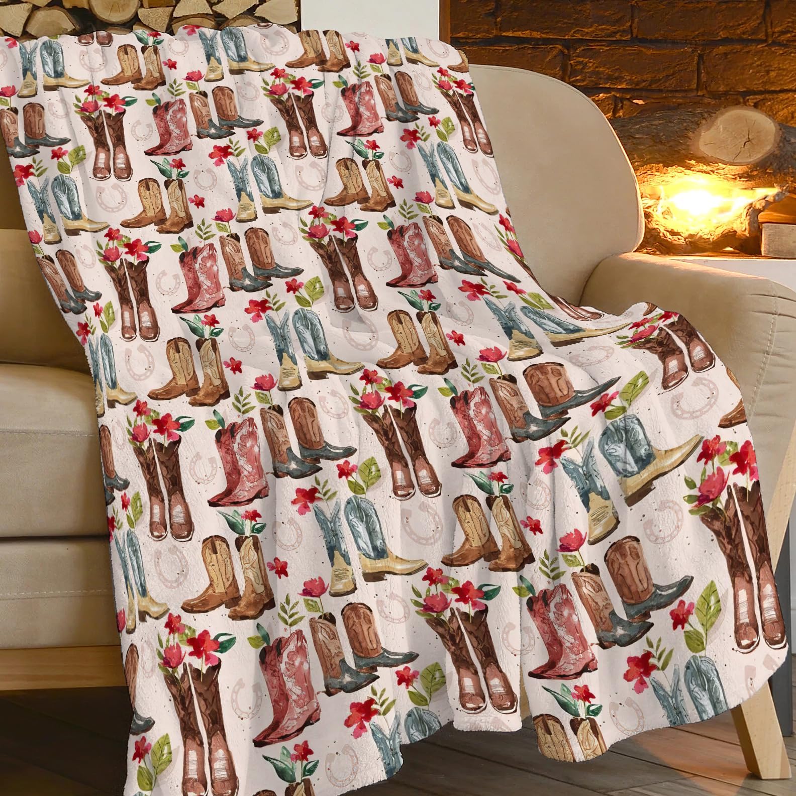 Amazon.com: Western Cowboy Blanket Country Cowboy Boots Throw Blanket ...