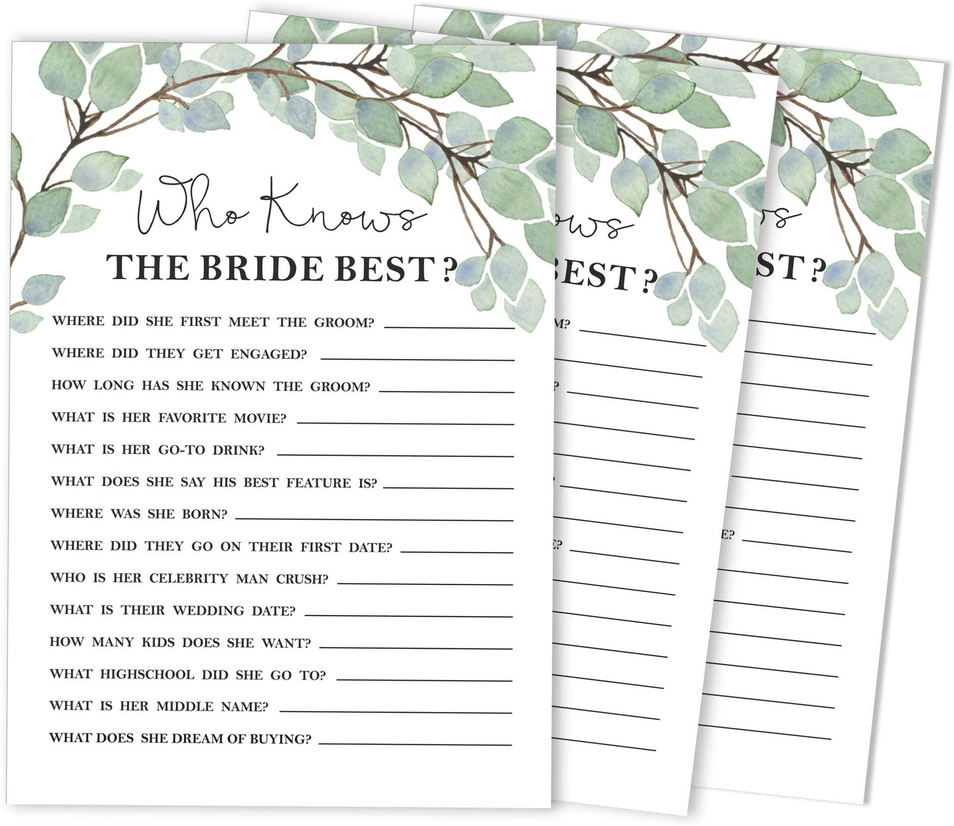 Amazon.com: Nuckxy Bridal Shower Game Cards - Who Knows The Bride Best ...