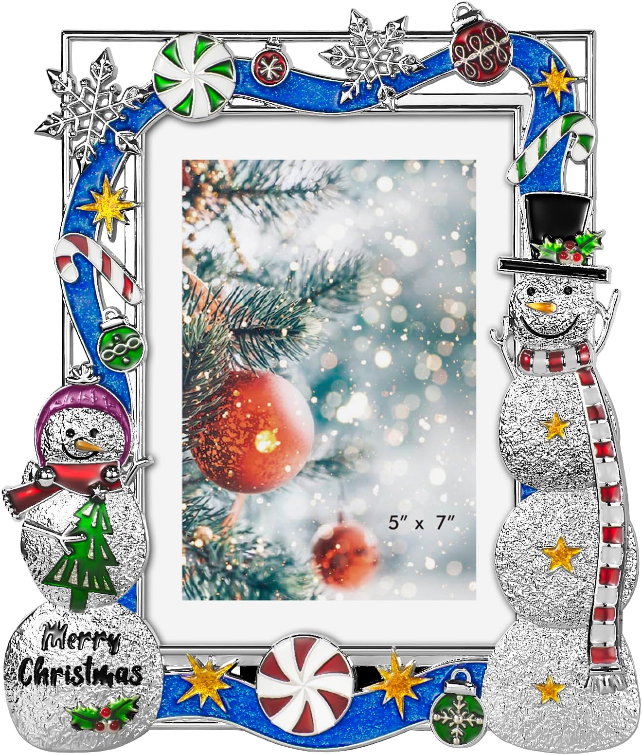 Amazon.com - FIHOO 5x7 Christmas Picture Frame Snowman Metal Photo ...