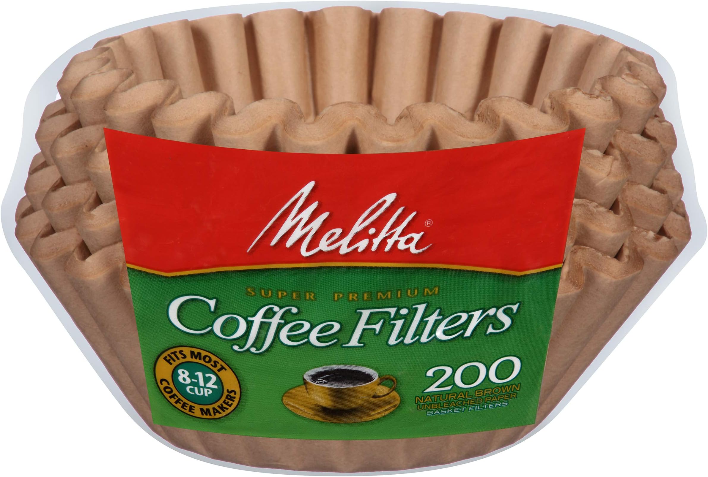 Amazon.com: Melitta 8-12 Cup Basket Coffee Filters, Unbleached Natural ...