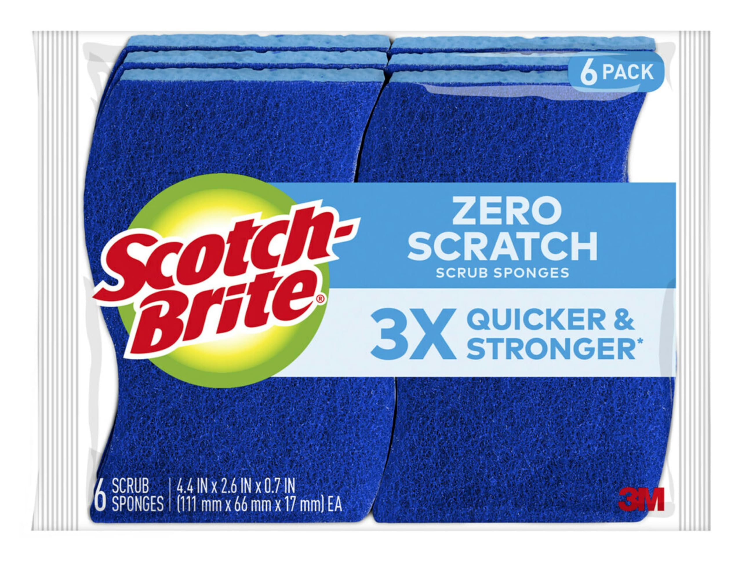 Amazon.com: Scotch-Brite Zero Scratch Scrub Sponges, 6 Kitchen Sponges ...