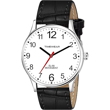 TIMEWEAR Analog Slim Two Hands Black Dial Leather Strap Watch for Men ...