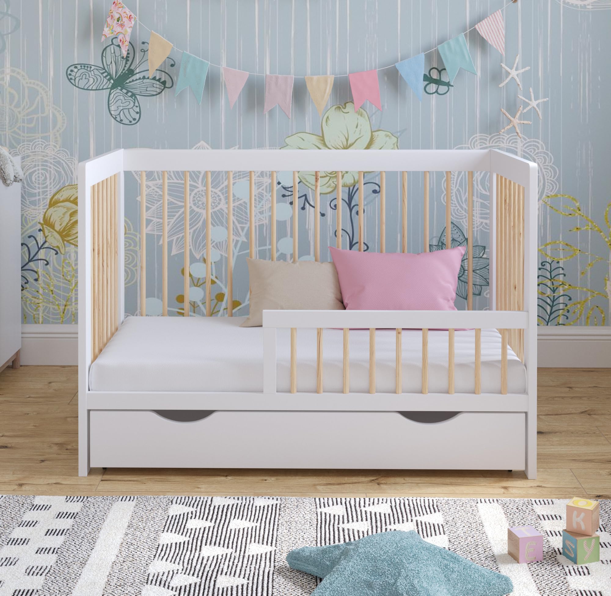 LUCA Baby Cot Bed 120x60cm with Large DRAWER & Premium ALOE VERA Foam ...