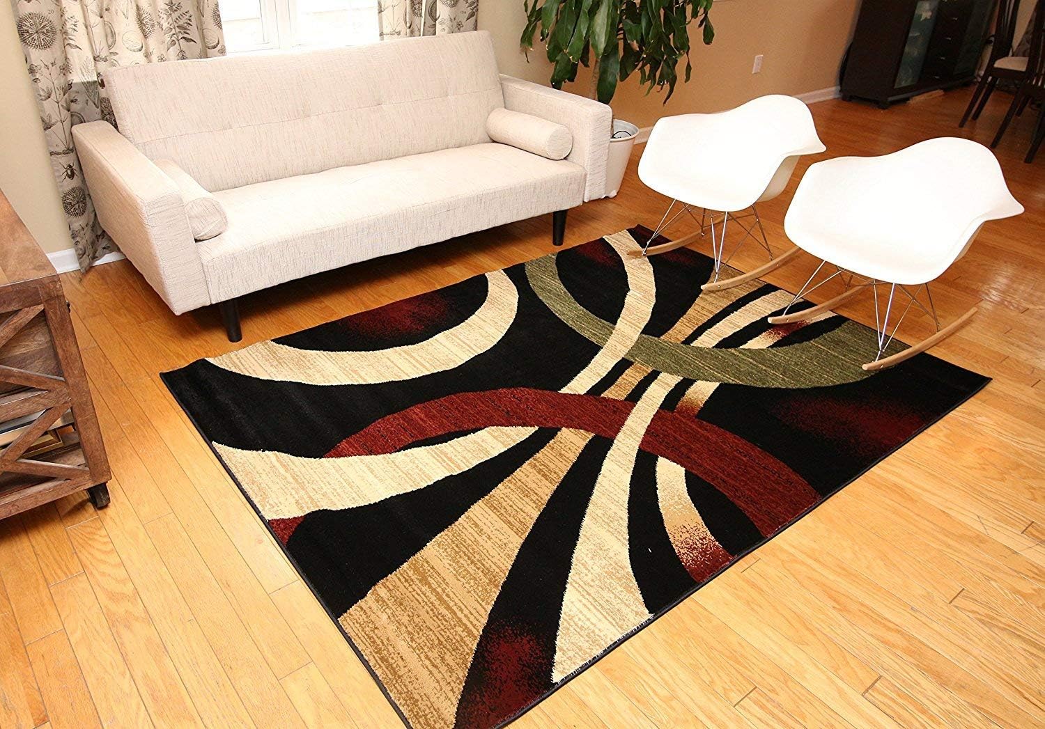 Amazon.com: Feraghan/New City Contemporary Modern Wavy Circles Area Rug ...