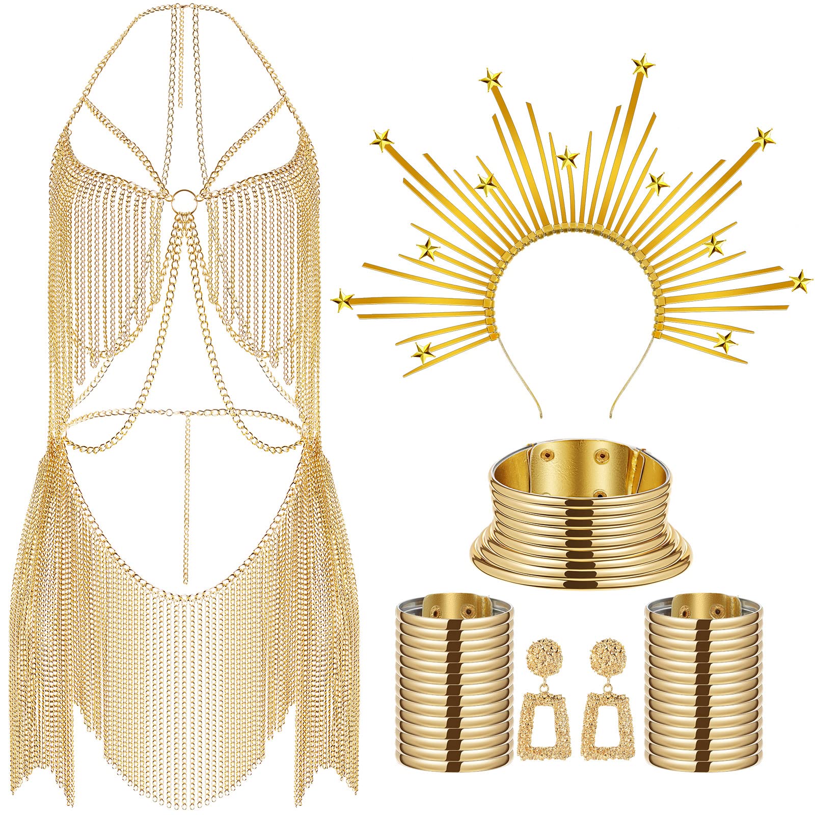 African Women Jewelry Set and Gold Full Body Chains, Stylish Indian ...