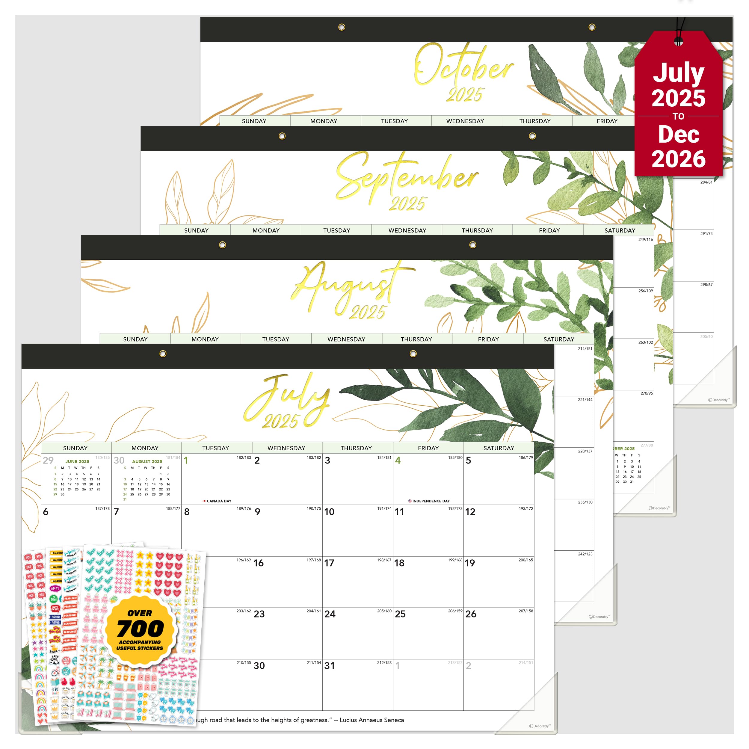 Snapklik.com : Decorably 18 Months Gold Foiled Greenery Academic ...