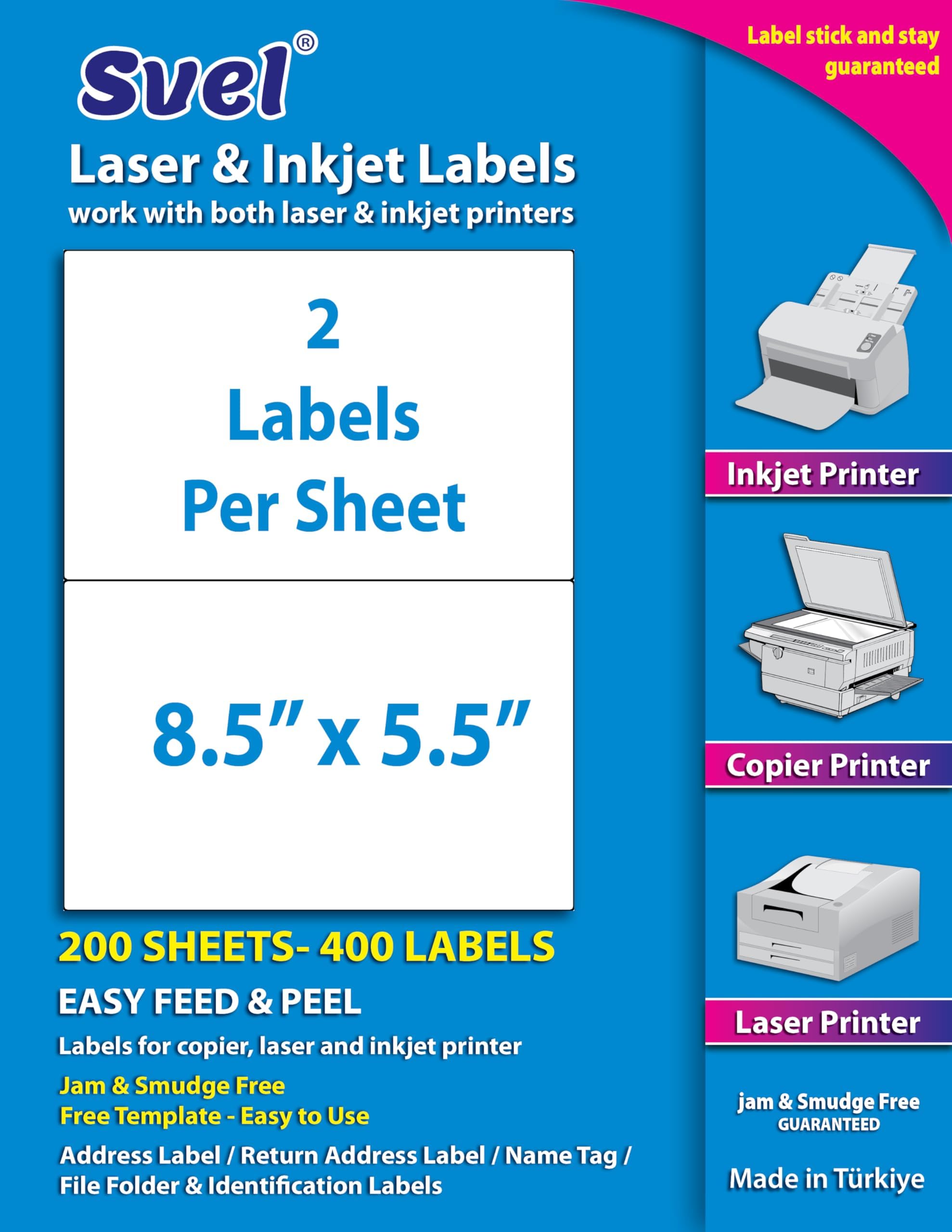 Amazon.com : Premium Label Supply White Sticker Half Sheet Labels – 8.5 ...