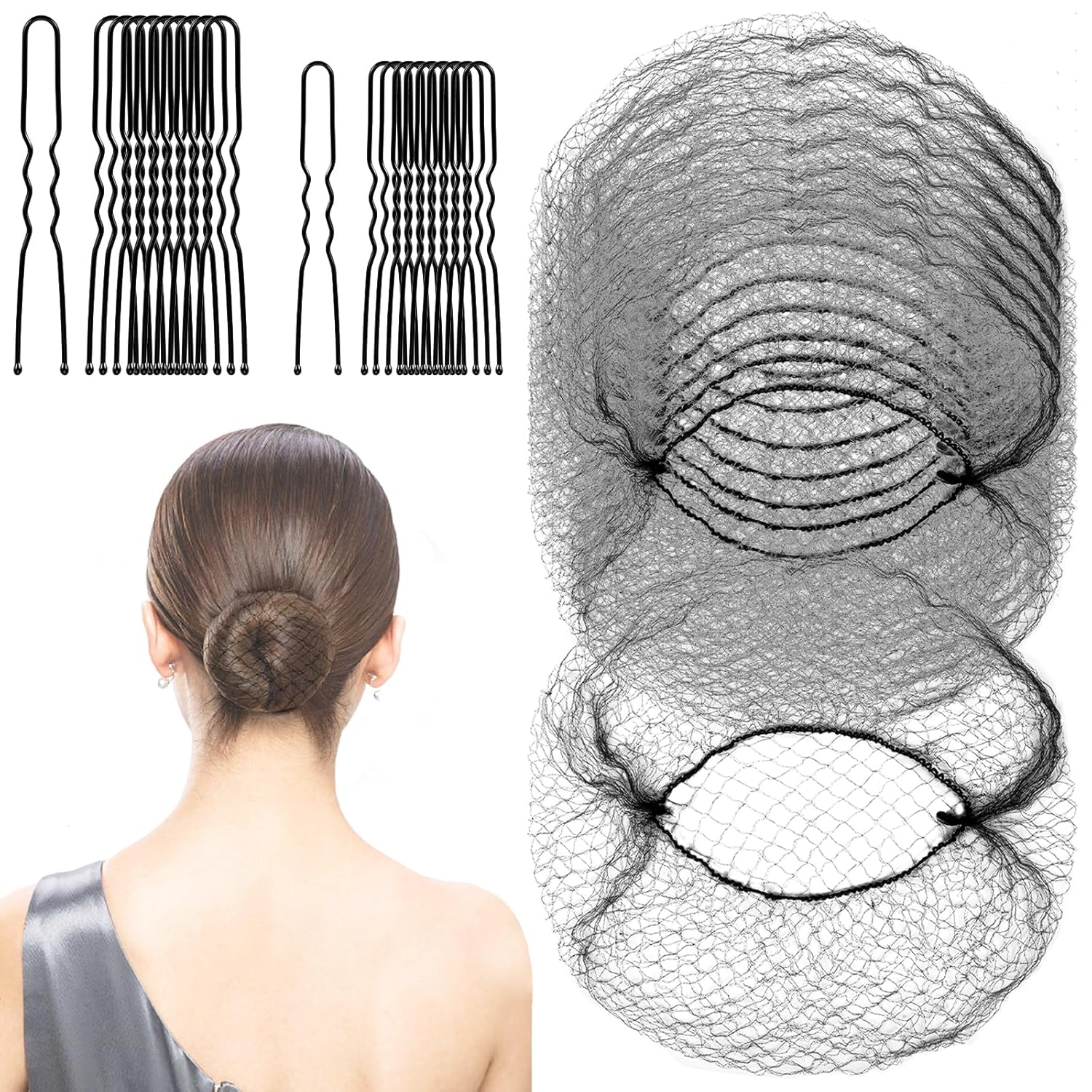 Amazon.com : 60Pcs 20Inch Hair Nets for Buns Invisible Bun Hair Net and ...