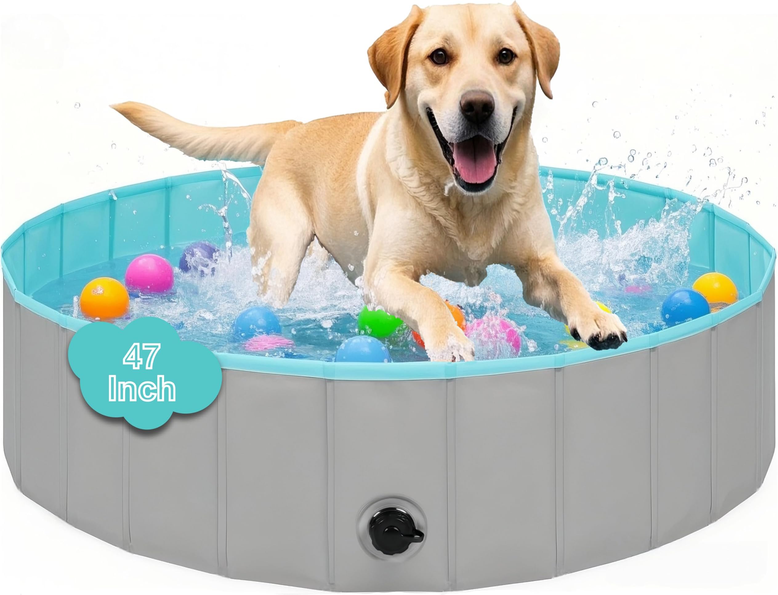 Foldable Dog Pool, Collapsible Hard Plastic Swimming Pool, PVC Pet Bath ...