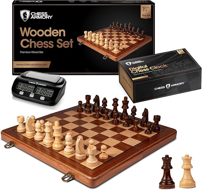 Amazon.com: Chess Armory 15 inches Sapele Wooden Chess Set and Chess ...