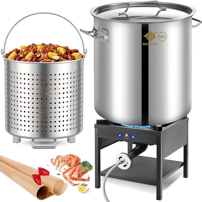 Amazon.com: ARC 84QT Stainless Steel Seafood Boil Pot with 200,000BTU ...