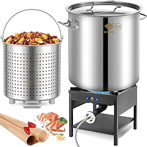 Amazon.com: ARC 84QT Stainless Steel Seafood Boil Pot with 200,000BTU ...