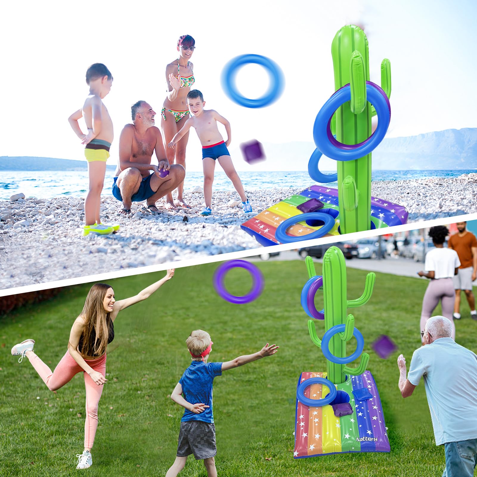 Snapklik.com : Nattork Inflatable 2in1 Pool Cornhole Game Set -6 Bean ...