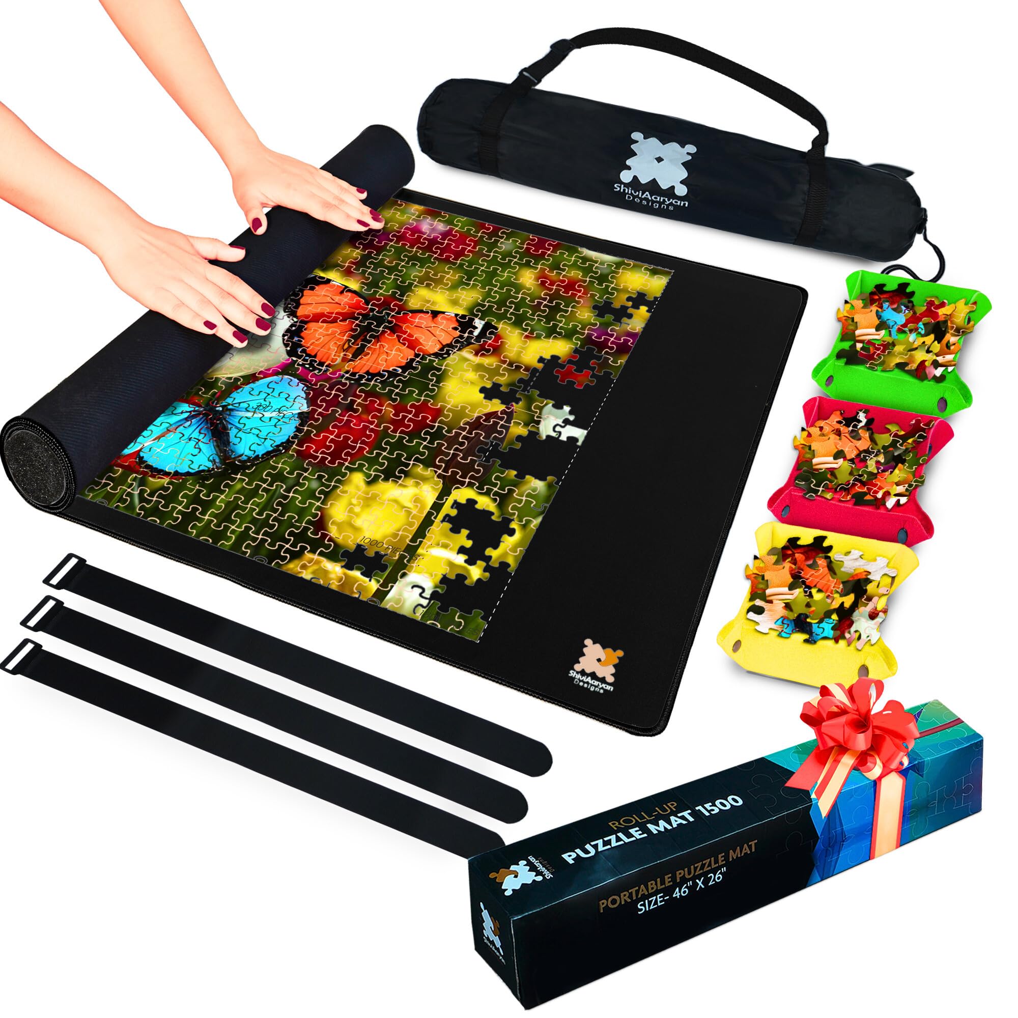 (SIMILAR)Jigsaw Puzzle Mat Roll Up- 46" x 26" Premium Polyster Top with ...