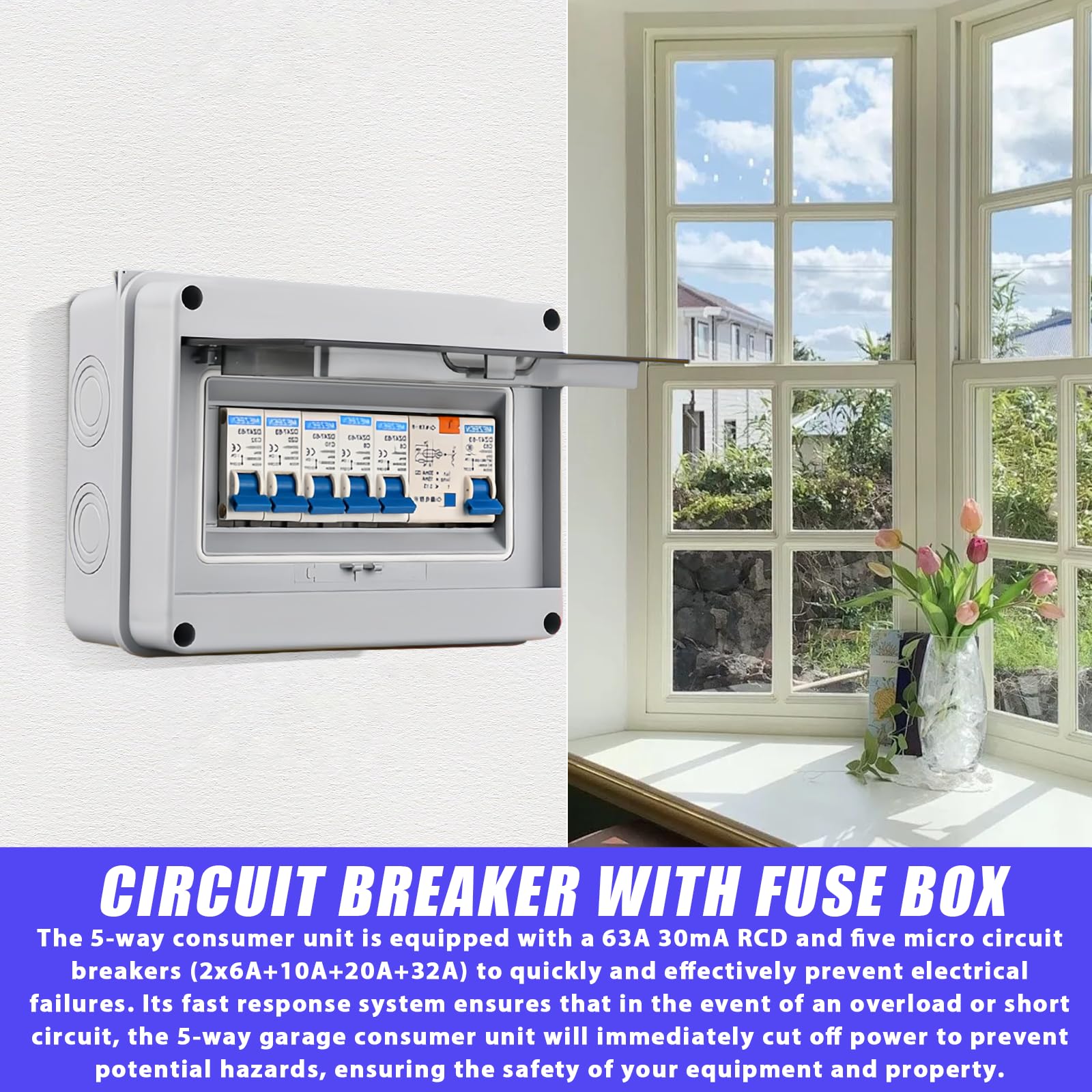 PRITOK Consumer Unit 5 Way: 5 Way Garage Consumer Unit with Assembly ...