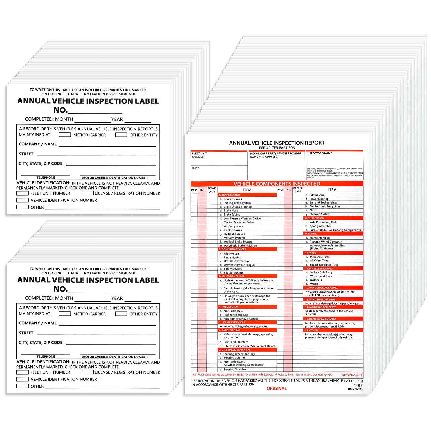 Amazon.com : 50pcs Annual Vehicle Inspection Report Form& 50pcs FMCSA ...
