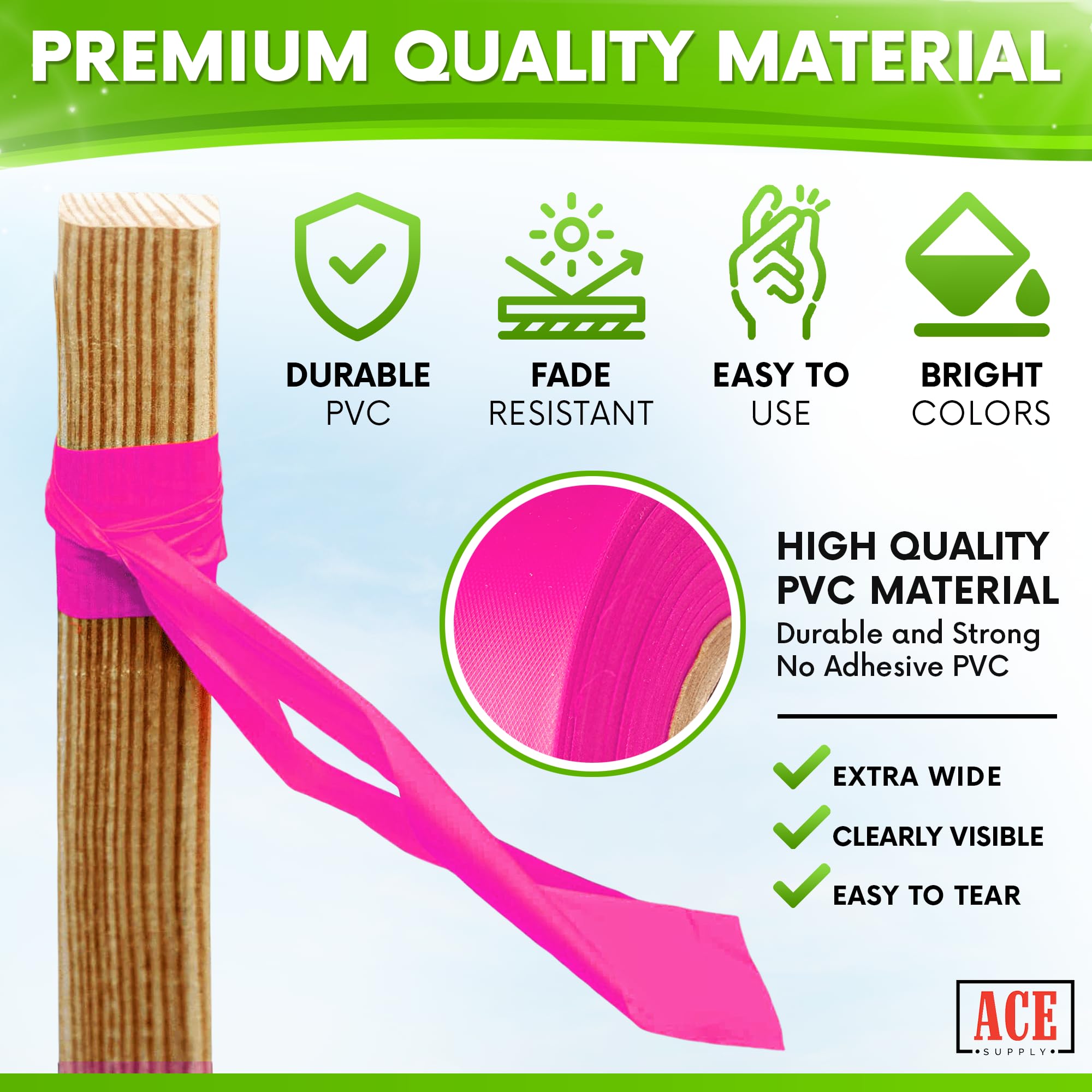 Snapklik.com : ACE Supply Flagging Tape Assorted Colors 4 Pack - Non ...