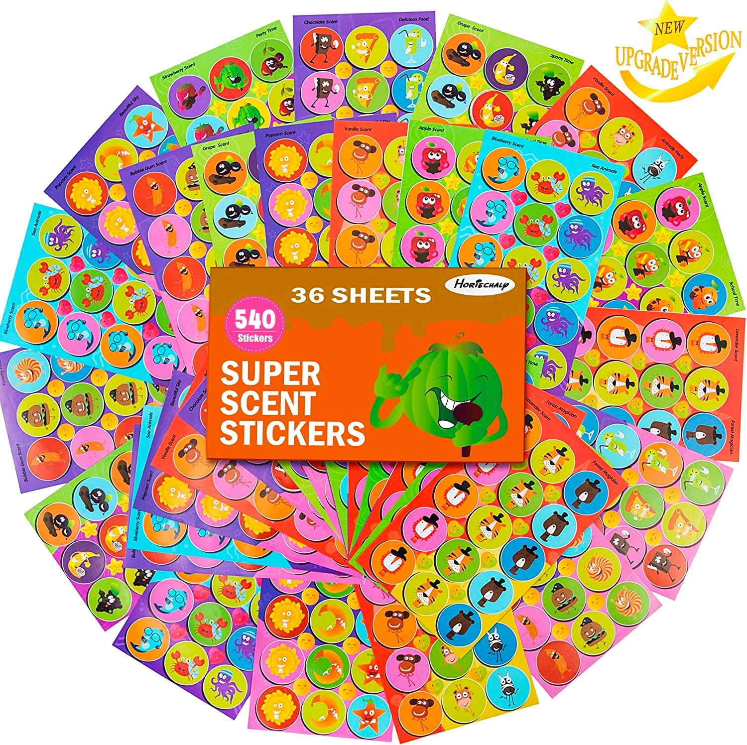 HORIECHALY 36 Sheets Scratch and Sniff Stickers,9 Different Sweet ...
