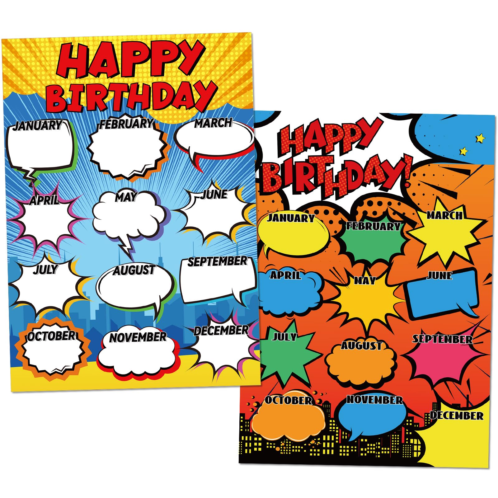 Snapklik.com : Estune 2 Pcs Happy Birthday Chart For Classroom Birthday ...