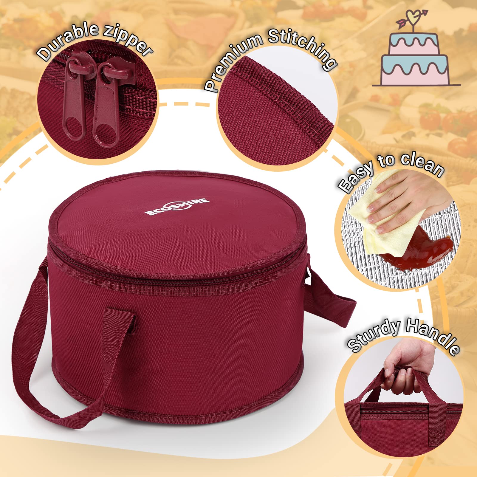 Snapklik.com : ECOSHIRE Round Insulated 8 Inch Cake Carrier For Hot Or ...