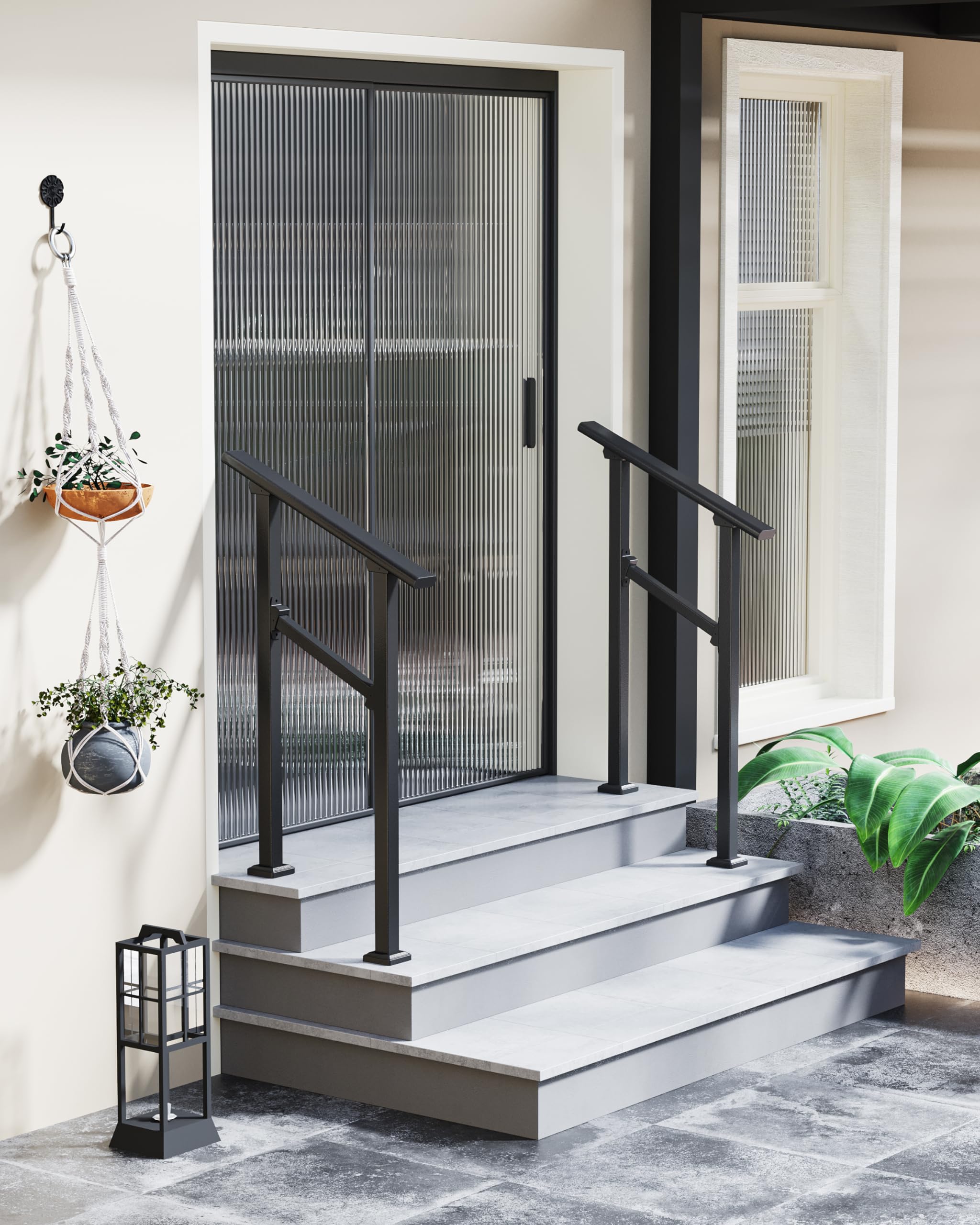 Snapklik.com : KYBOLT Outdoor Handrail, 1-2 Step Stair Handrail, Deck ...