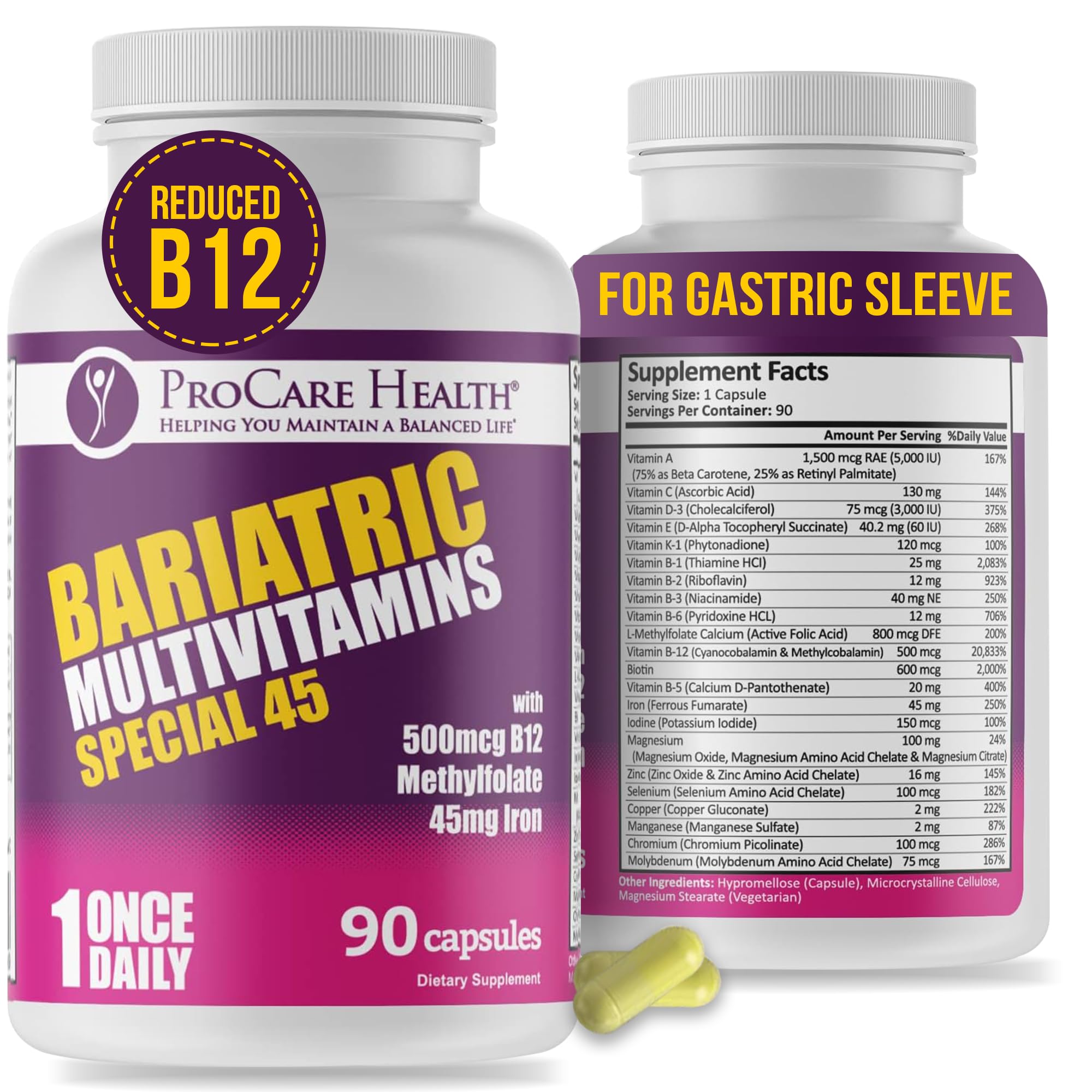Amazon.com: ProCare Health Bariatric Multivitamin with Iron (90 Capsule ...