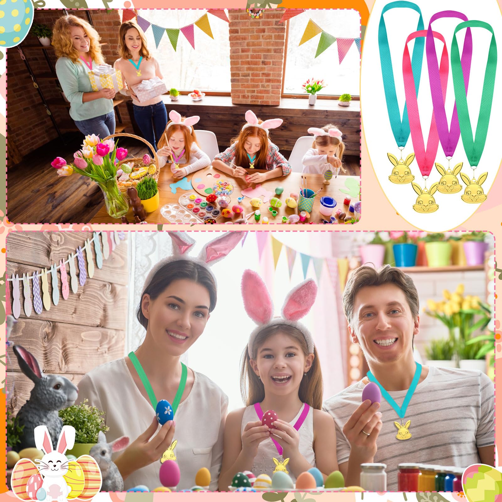 Snapklik.com : Loetere 20 Pcs Easter Gold Medals Bulk 2.4 Inch Easter ...