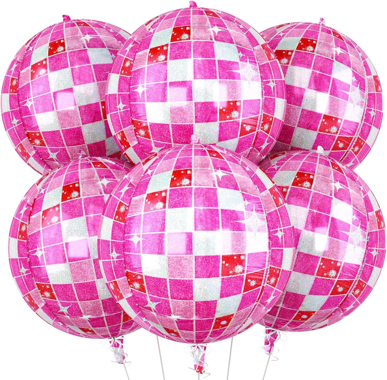 Amazon.com: 6pcs 22 Inch Pink Disco Ball Balloons, Pink White Big Disco ...