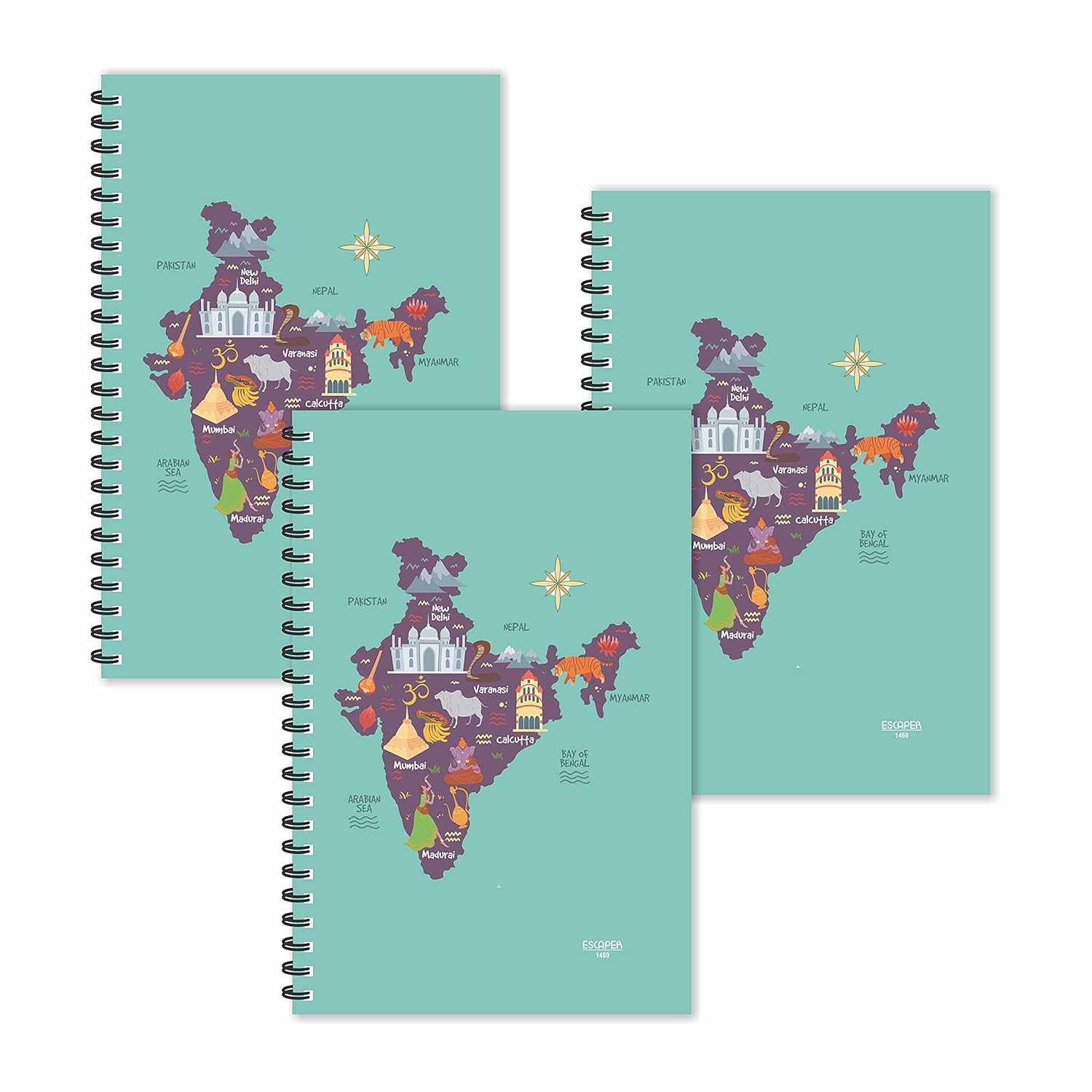 ESCAPER Indian Culture Map (Ruled - A5 Size - 8.5 x 5.5 inches ...