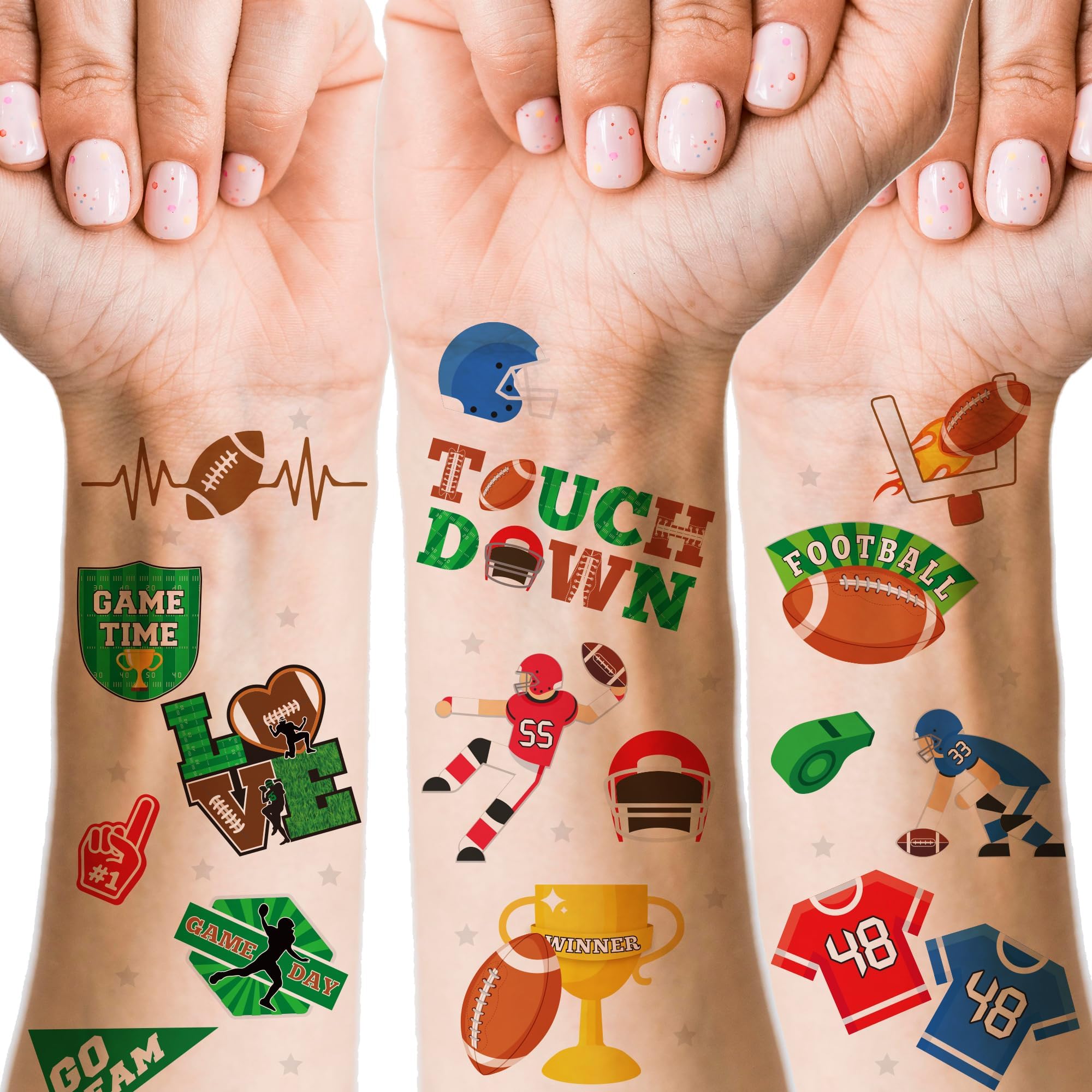 Amazon.com : xo, Fetti Football Temporary Tattoos - 60 Foil Styles ...