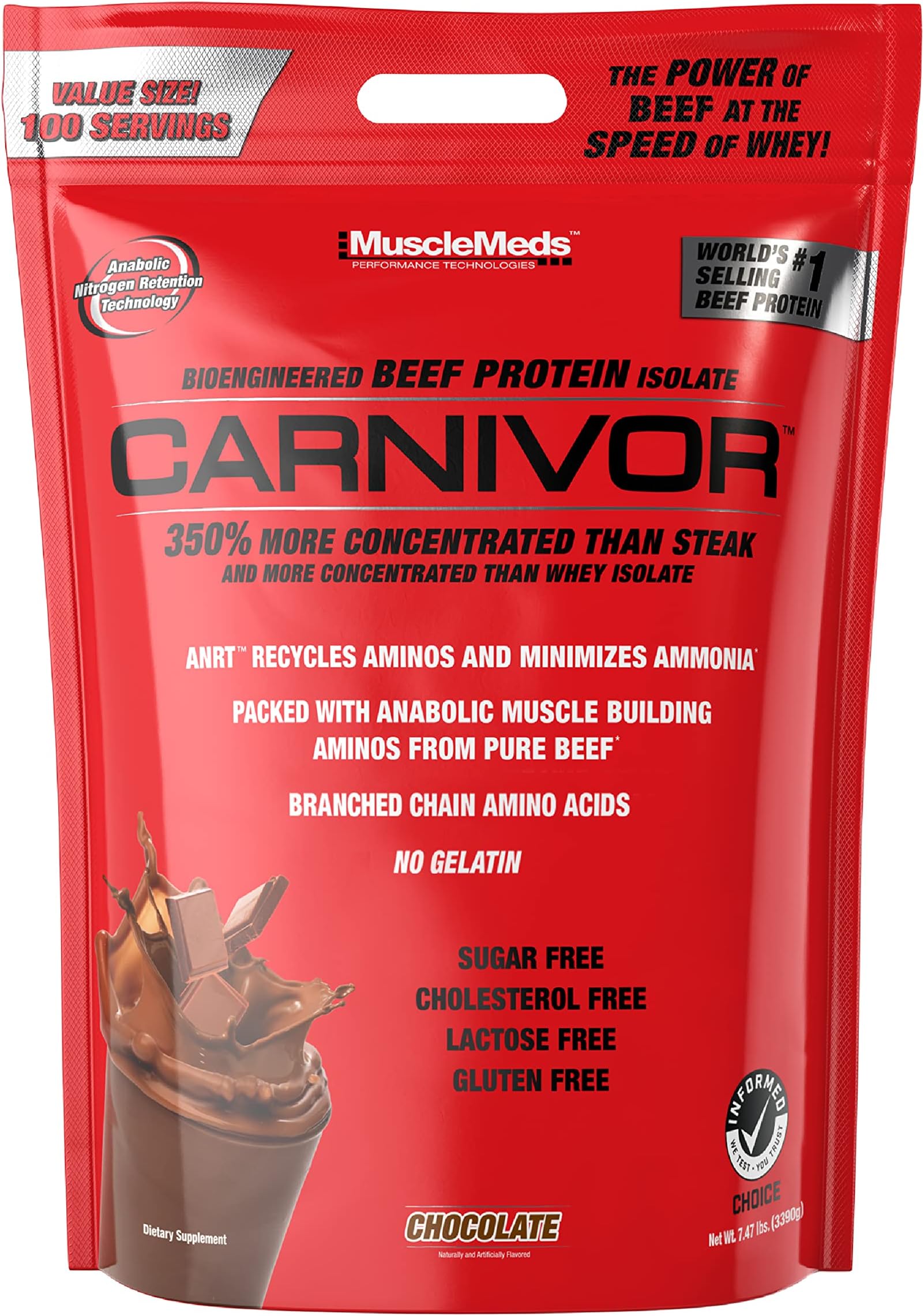 Amazon.com: MuscleMeds Carnivor Beef Protein Isolate Powder, Chocolate ...