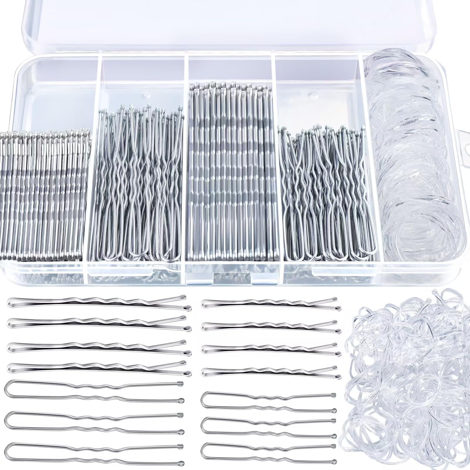 Amazon.com : Teenitor 300pcs Silver Bobby Pins Hair Pins Kit, 100pcs ...