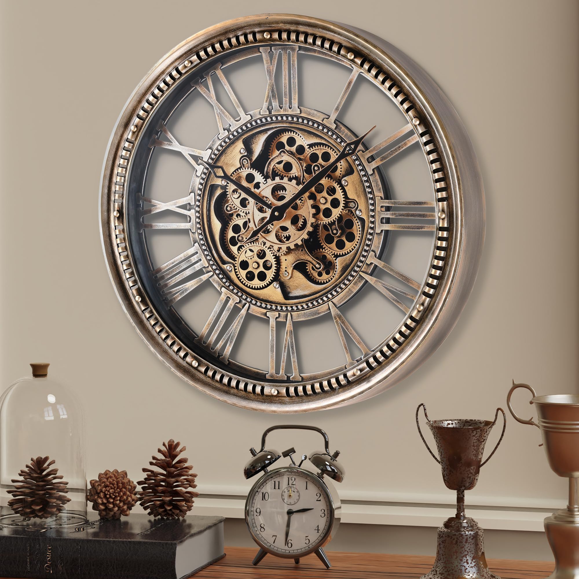 Amazon.com: AYRELY 25 Inch Decorative Moving Gear Large Wall Clock ...