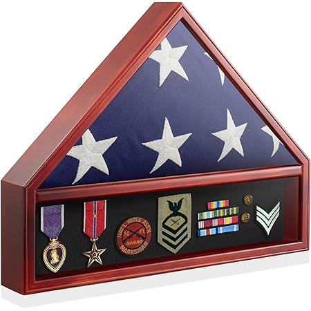 Amazon.com - Tieeqe Large Military Shadow Box Solid Wood Burial Flag ...
