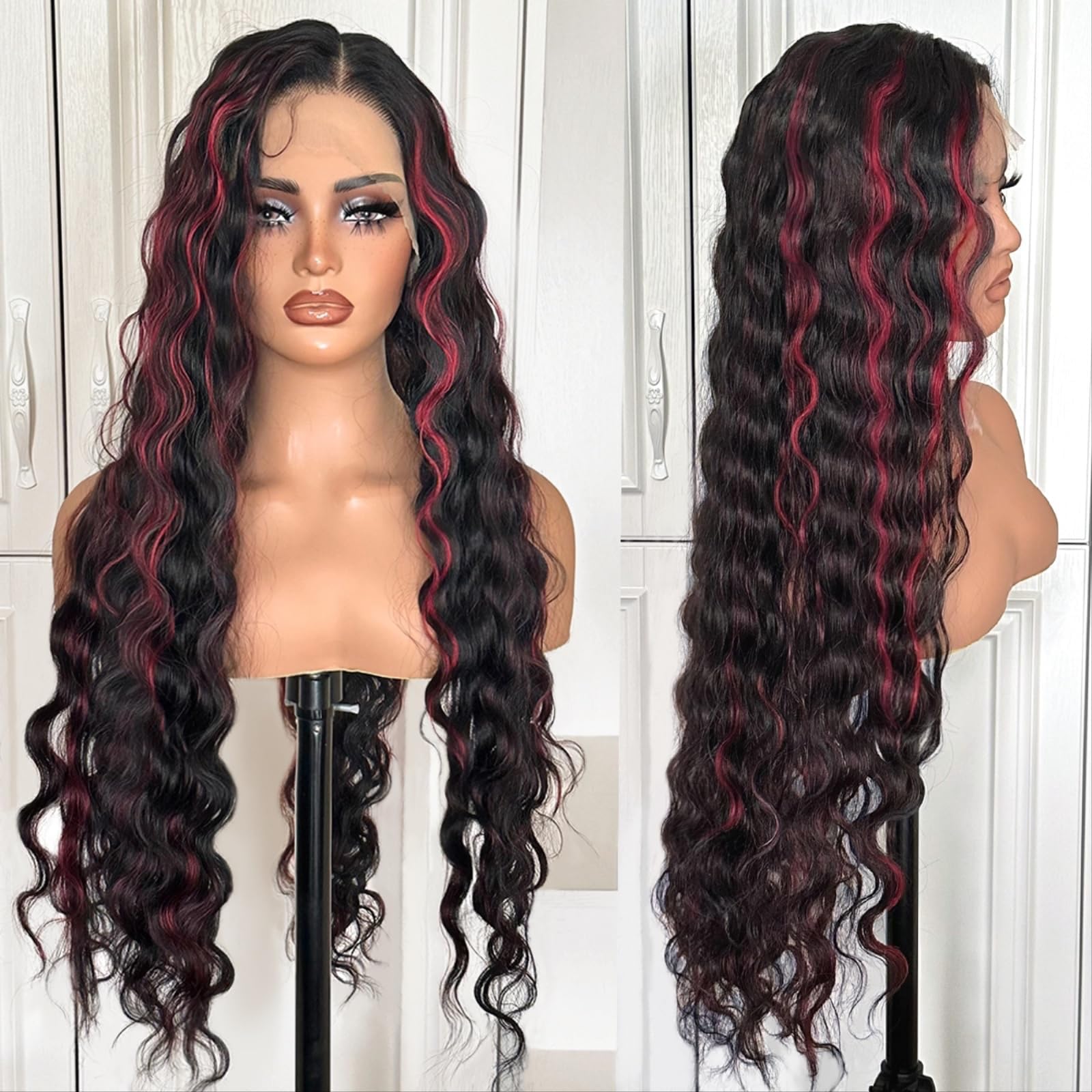 Amazon.com: FABÉLLE Red Wig Honey Blonde Highlight Lace Front Wig Body ...