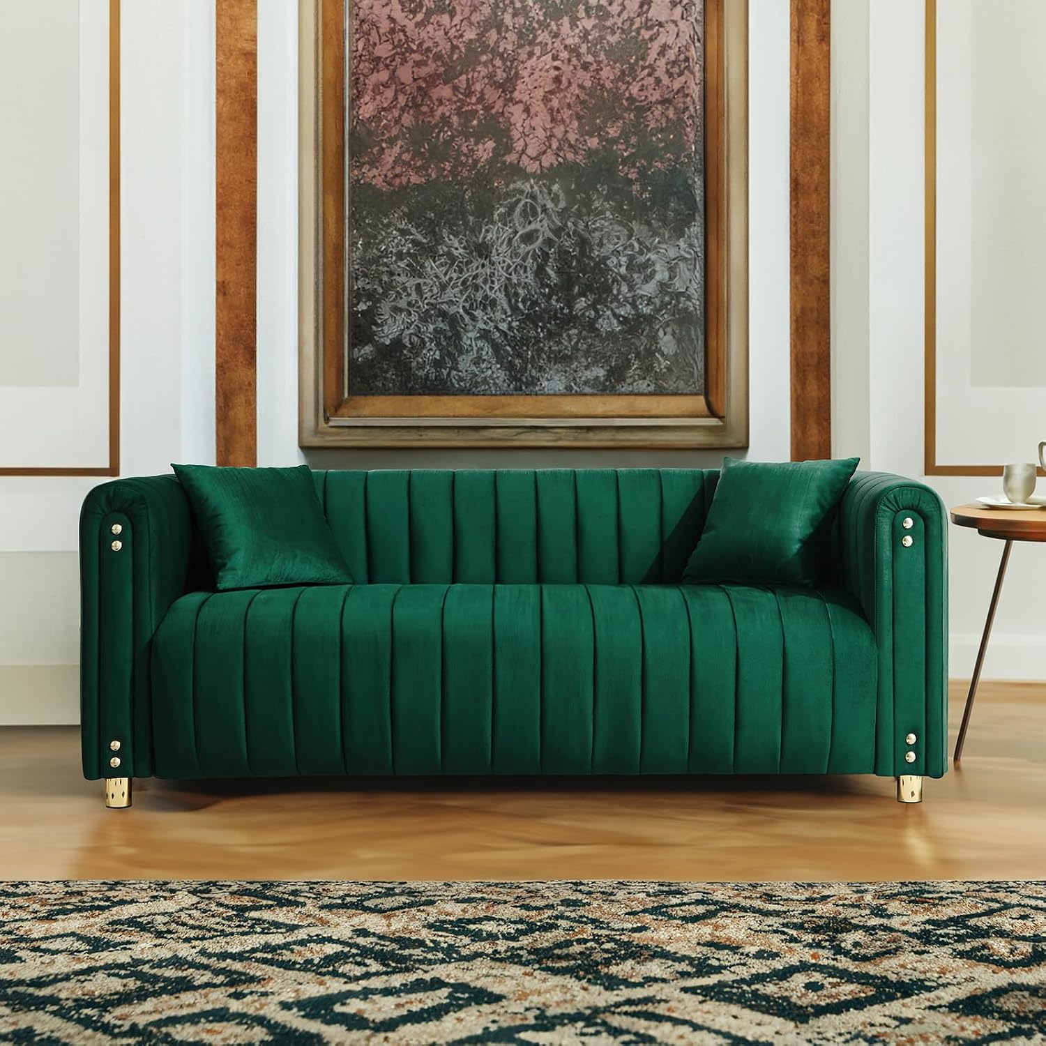 Amazon.com: Goohome 79.92" Vertical Channel Tufted Velvet Sofa, Mid ...