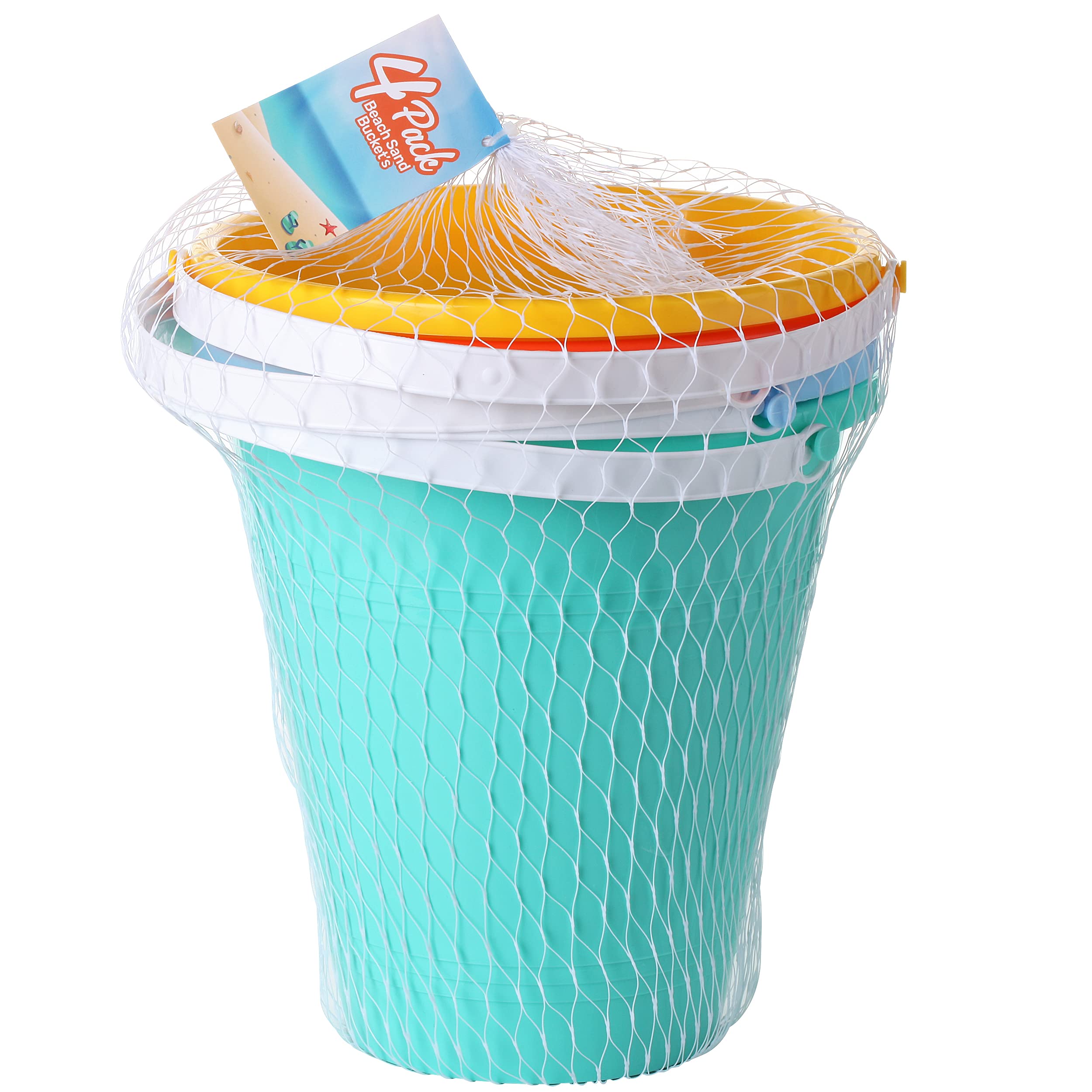 Dazmers 4-Pack Colorful Beach Buckets Toy Set, Sandcastle Building Sand ...