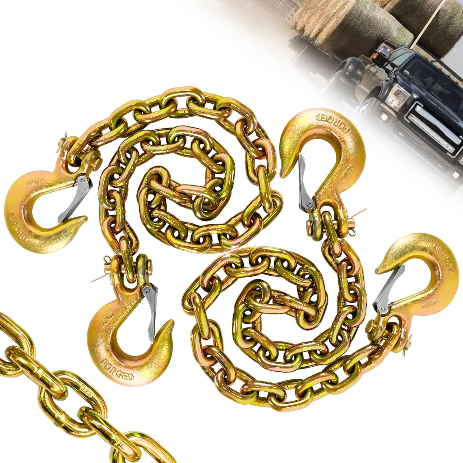 Amazon.com: 3/8" Trailer Safety Chains G80 Trailer Chains with G70 Clevis Safety Hooks 35 ...