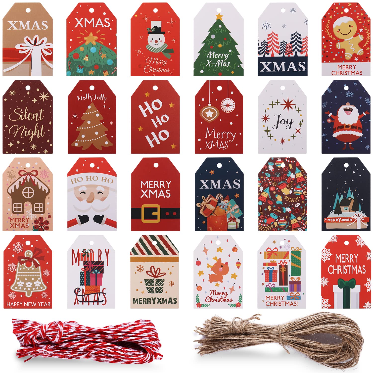 TOYMIS 96pcs Christmas Gift Tags with Strings of 2 Colors, Christmas ...