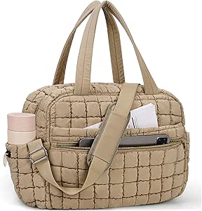 Amazon.com | Quilted Duffle Bag for Women Cute Weekender Overnight Bags Lightweight Soft Puffer ...