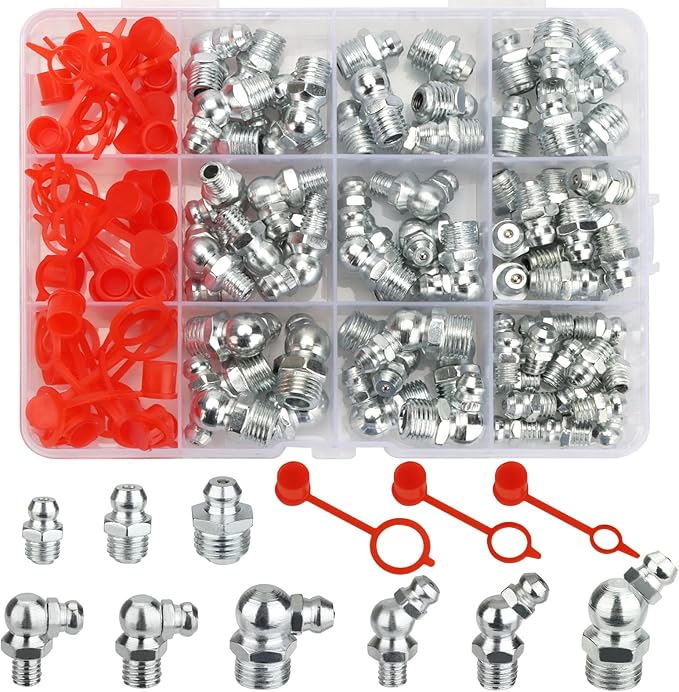 Nadinsta 100pcs Hydraulic Grease Nipple Fitting Assortment Kit