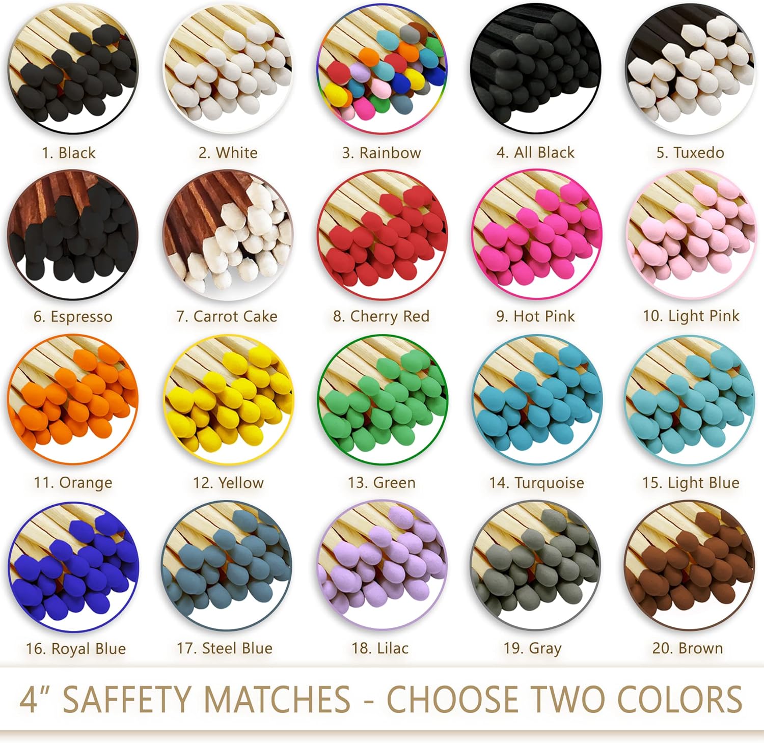 Amazon.com: 4" Matches in Color(s) of Your Choice (200 Count, with ...