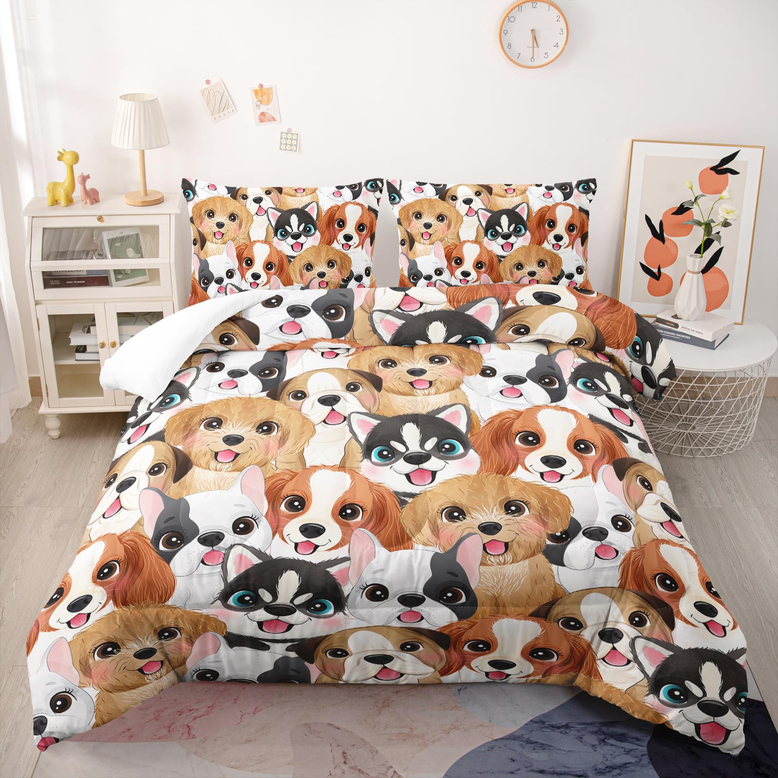 Amazon.com: Nttopship Kawaii Dog Comforter Sets Full Size， 3D Cartoon ...