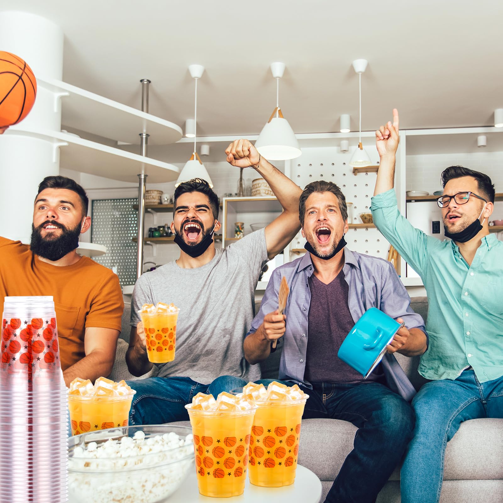meekoo 100 Pcs 12 oz Basketball Cups Disposable Plastic Cups Basketball ...